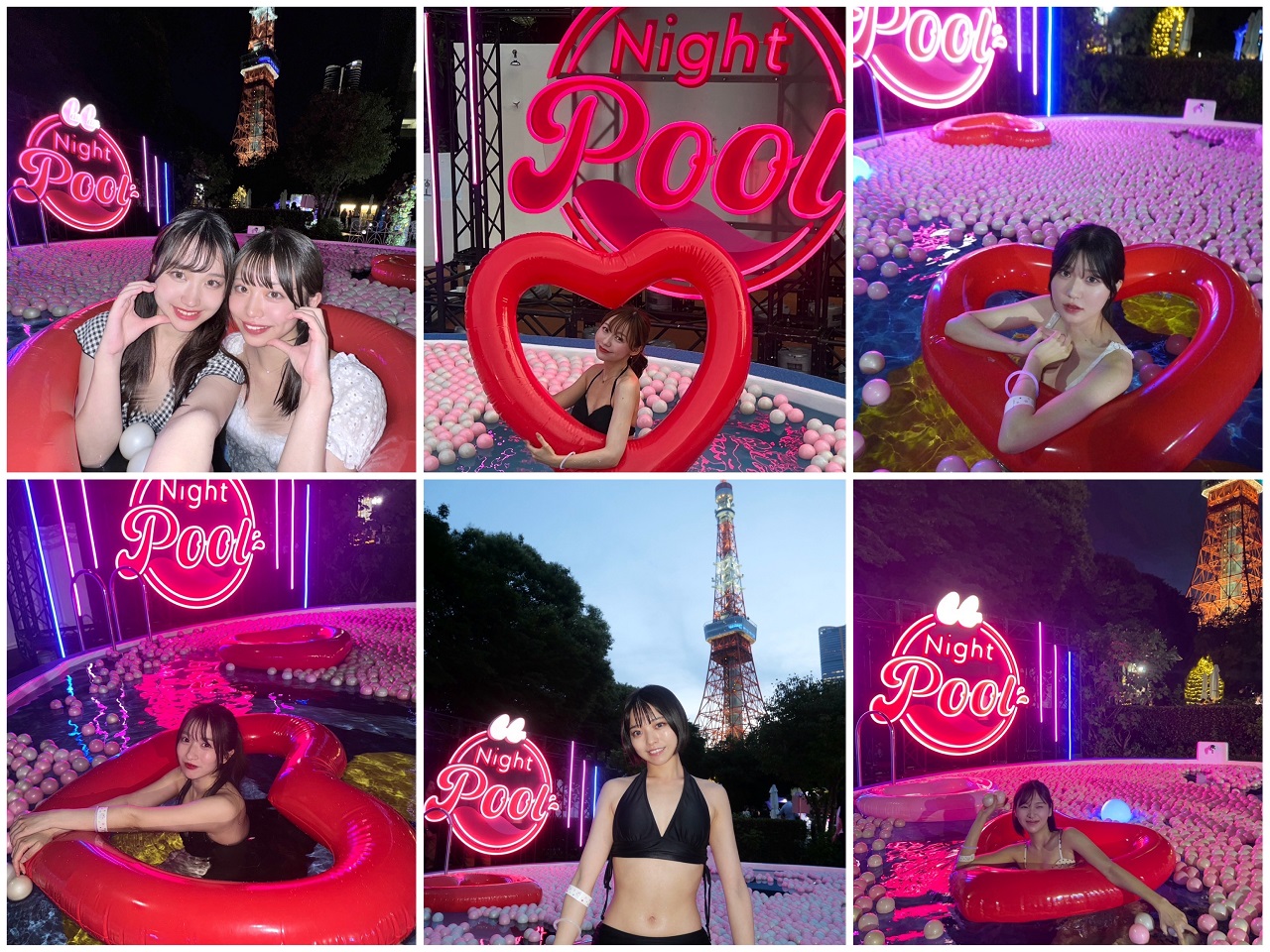 東京タワーも写る♡CanCamナイトプールの“ボールプール”がSNS映え抜群！【it girlかわいい写真レシピ】 - CanCam.jp（キャンキャン）